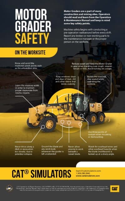 Motor Grader Safety Infographic - Cat® Simulators
