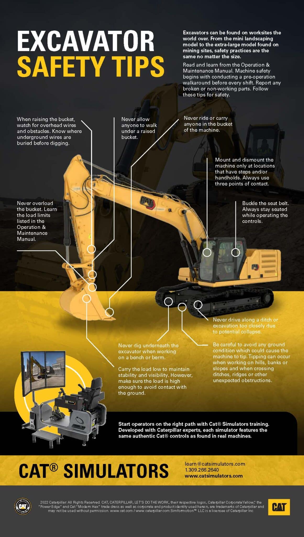 Excavator Safety Infographic - Cat® Simulators